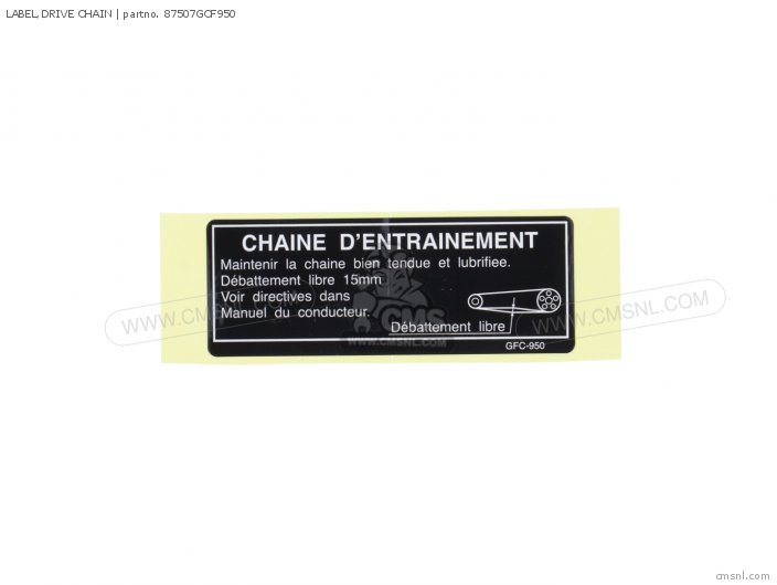 LABEL,DRIVE CHAIN for CRF70F 2011 (B) AUSTRALIA - order at CMSNL