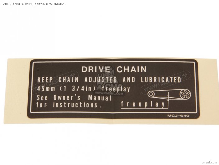 LABEL,DRIVE CHAIN for Honda - order at CMSNL