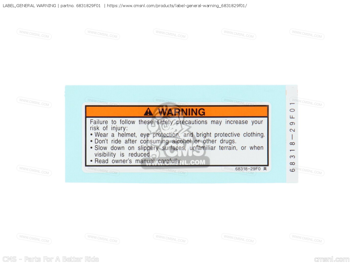 LABEL,GENERAL WARNING for DR-Z400SM 2005 (K5) USA (E03) DRZ400SM DR ...