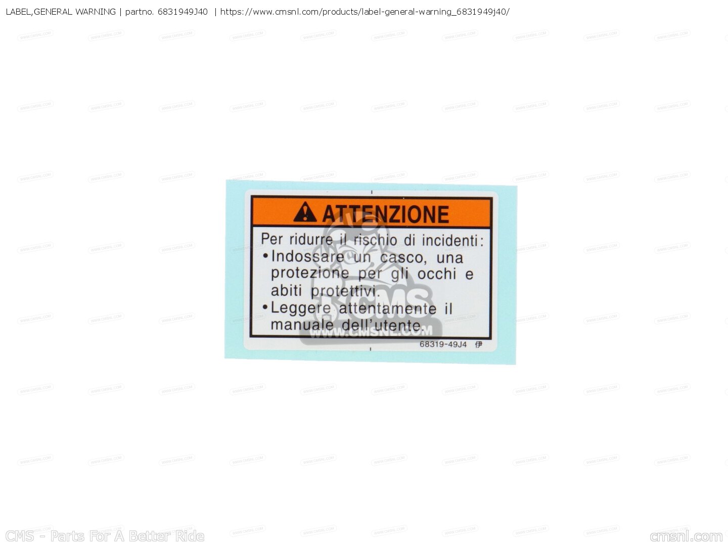 LABEL,GENERAL WARNING for Suzuki - order at CMSNL