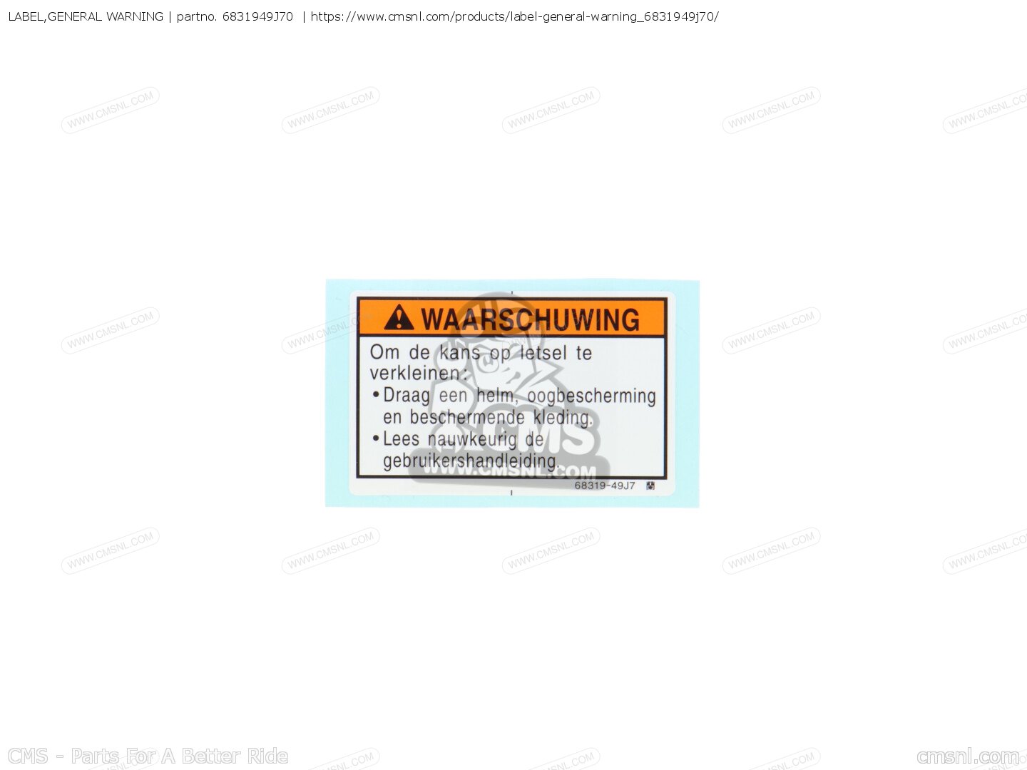 LABEL,GENERAL WARNING for GSX-R1000A 2017 - order at CMSNL
