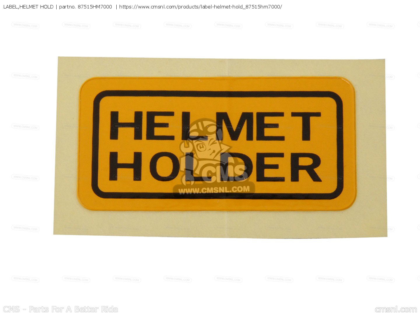 LABEL,HELMET HOLD for Honda - order at CMSNL