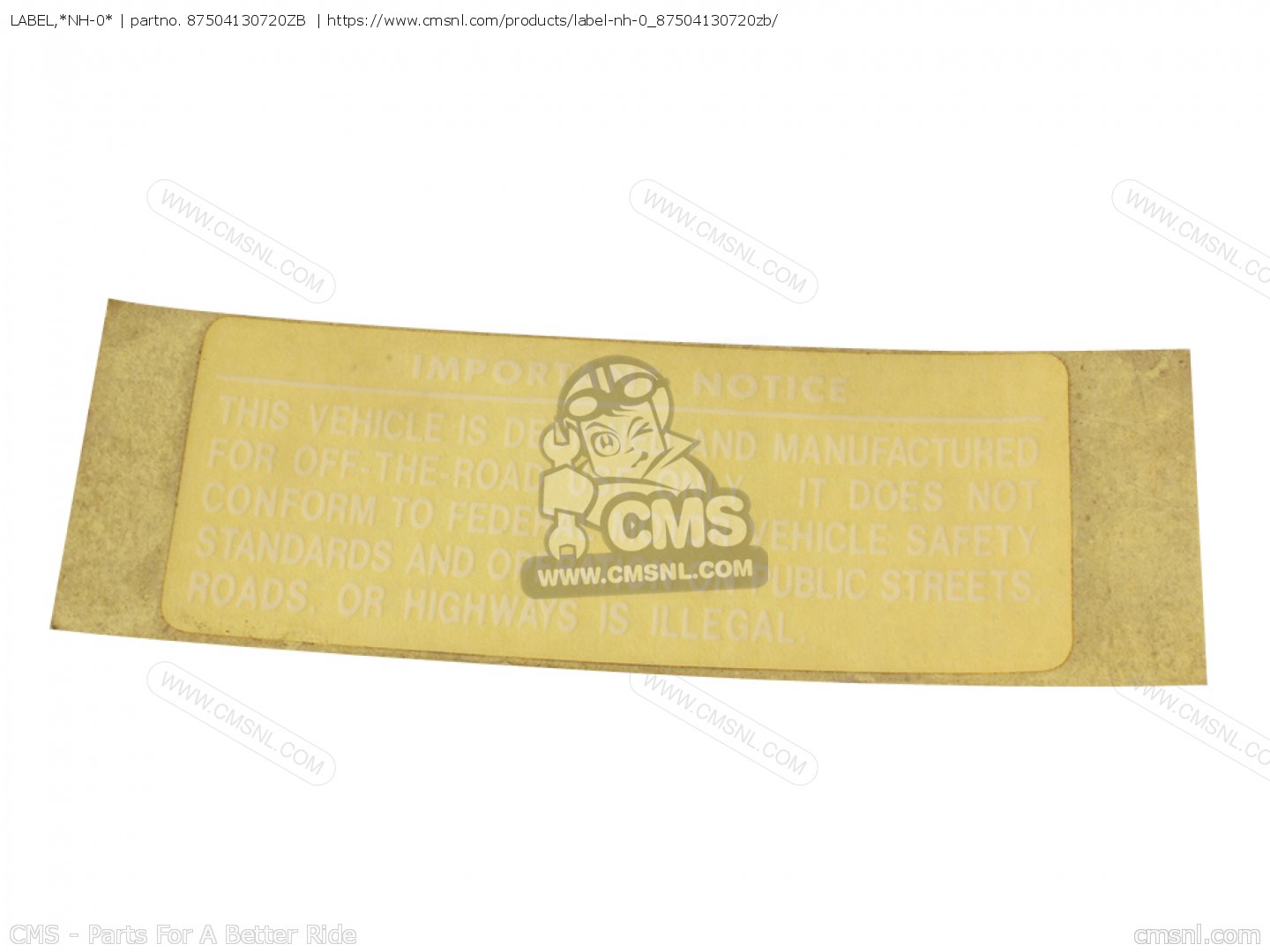 LABEL,*NH-0* for Honda - order at CMSNL