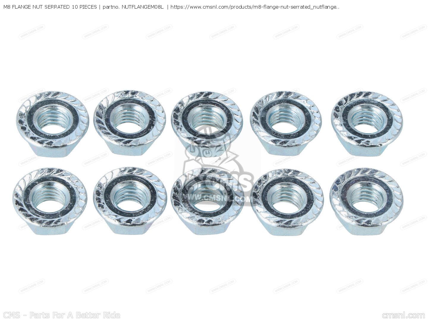 M8 FLANGE NUT SERRATED (LOCK) 10 PIECES for Universal - order at CMSNL