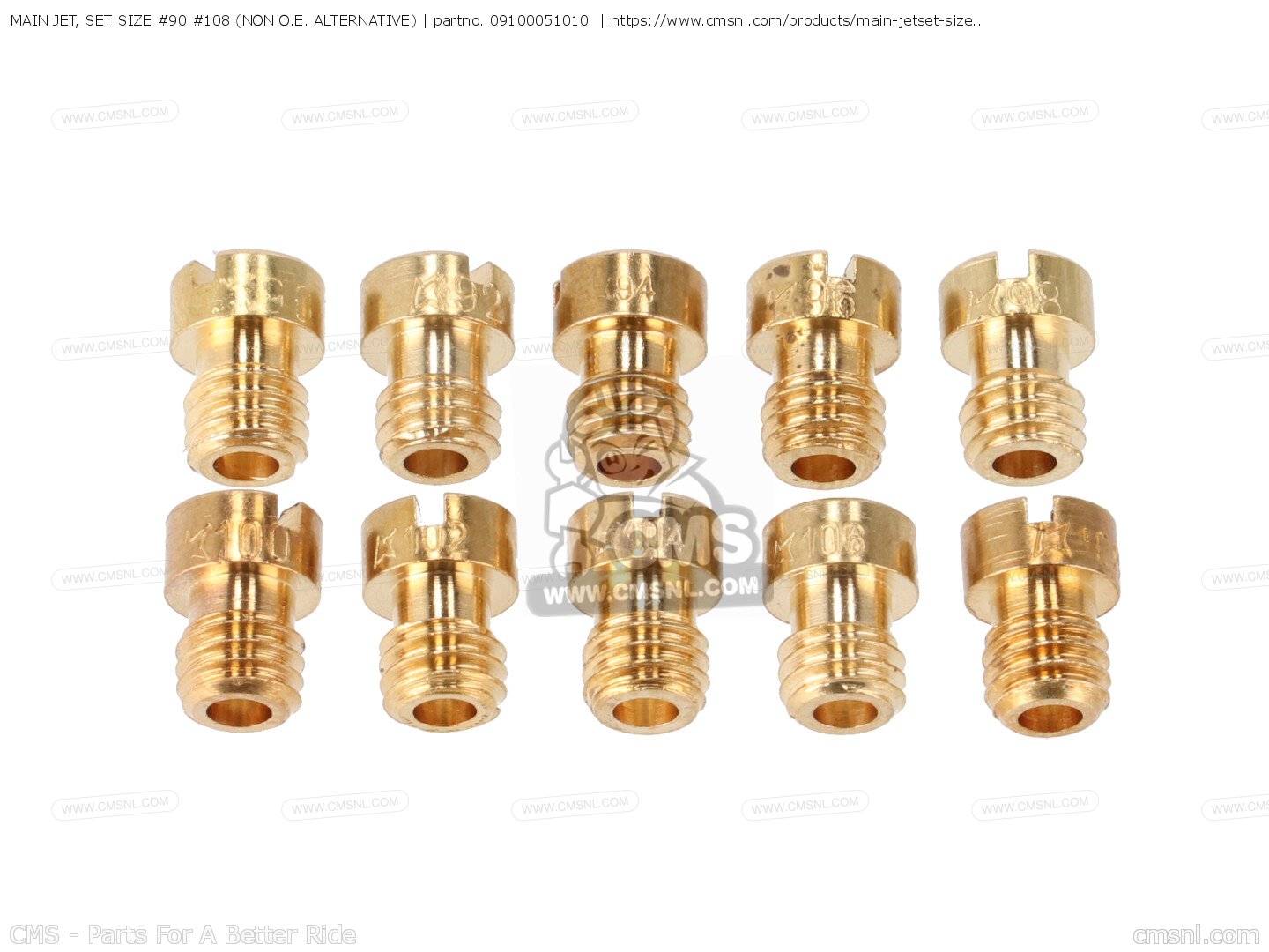 MAIN JET, SET SIZE #90 #108 (NON O.E. ALTERNATIVE) for Honda - order at ...