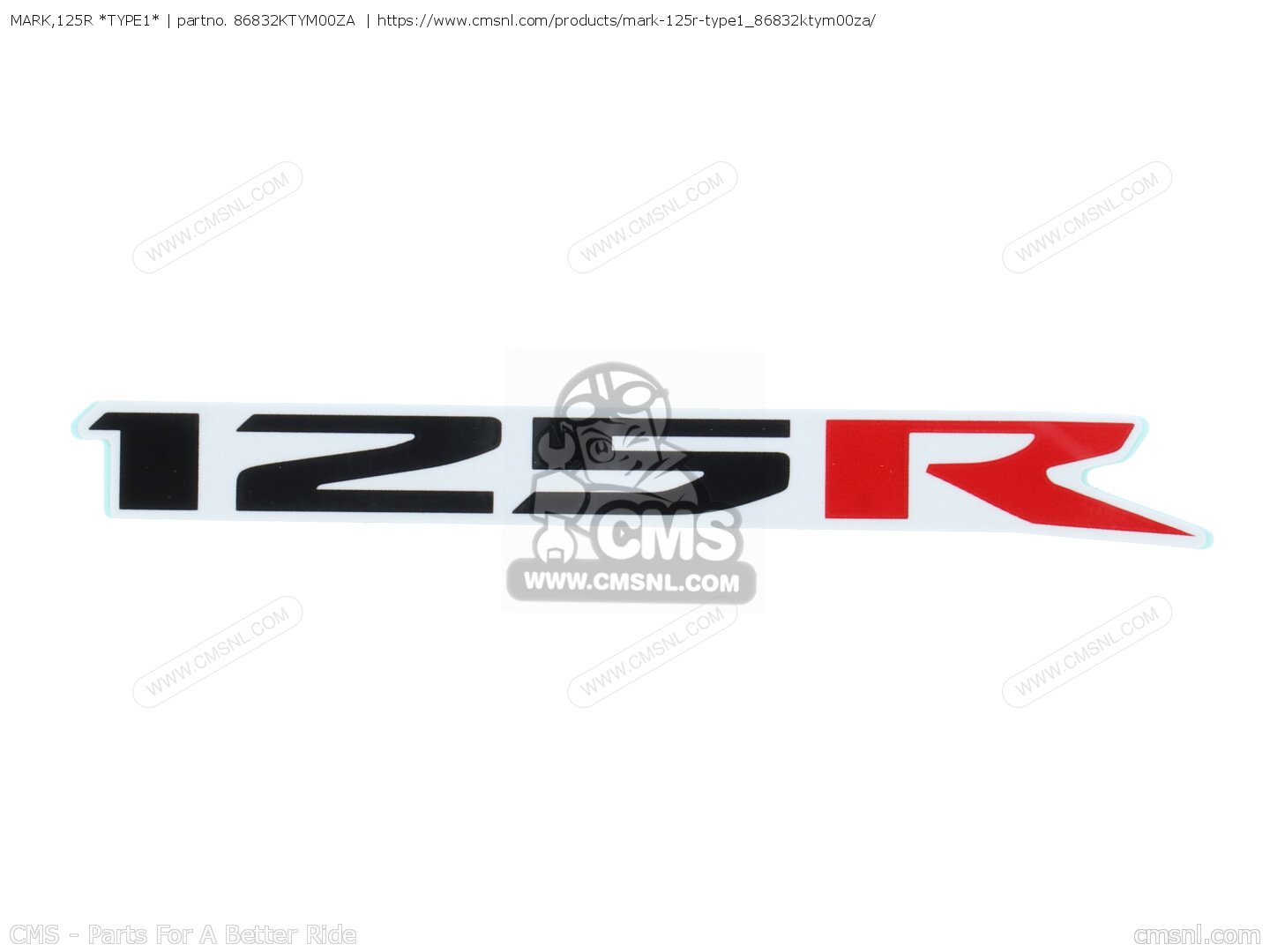 86832KTYM00ZA: Mark,125r *type1* Honda - buy the 86832-KTY-M00ZA at CMSNL