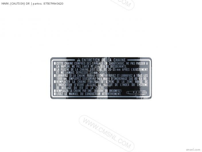 87507MW0620: Mark,(caution) Dr Honda - buy the 87507-MW0-620 at CMSNL