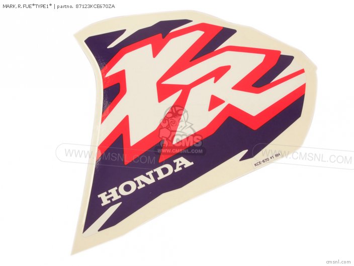 87123-KCE-670ZA Mark,R.fue*Type1*, 87123KCE670ZA Honda - XR250R