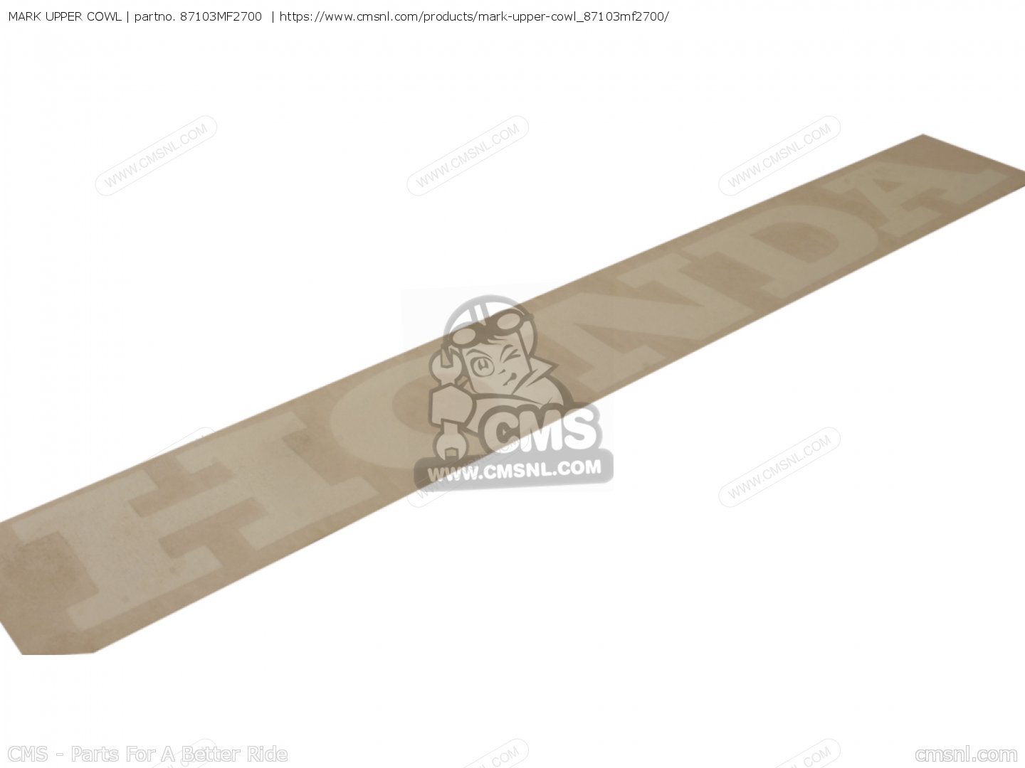 87103MF2700: Mark Upper Cowl Honda - buy the 87103-MF2-700 at CMSNL