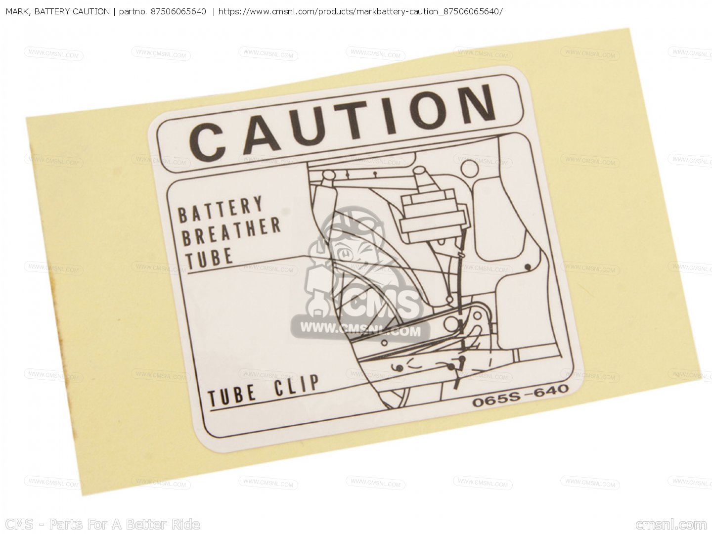 87506065640: Mark, Battery Caution Honda - buy the 87506-065-640 at CMSNL