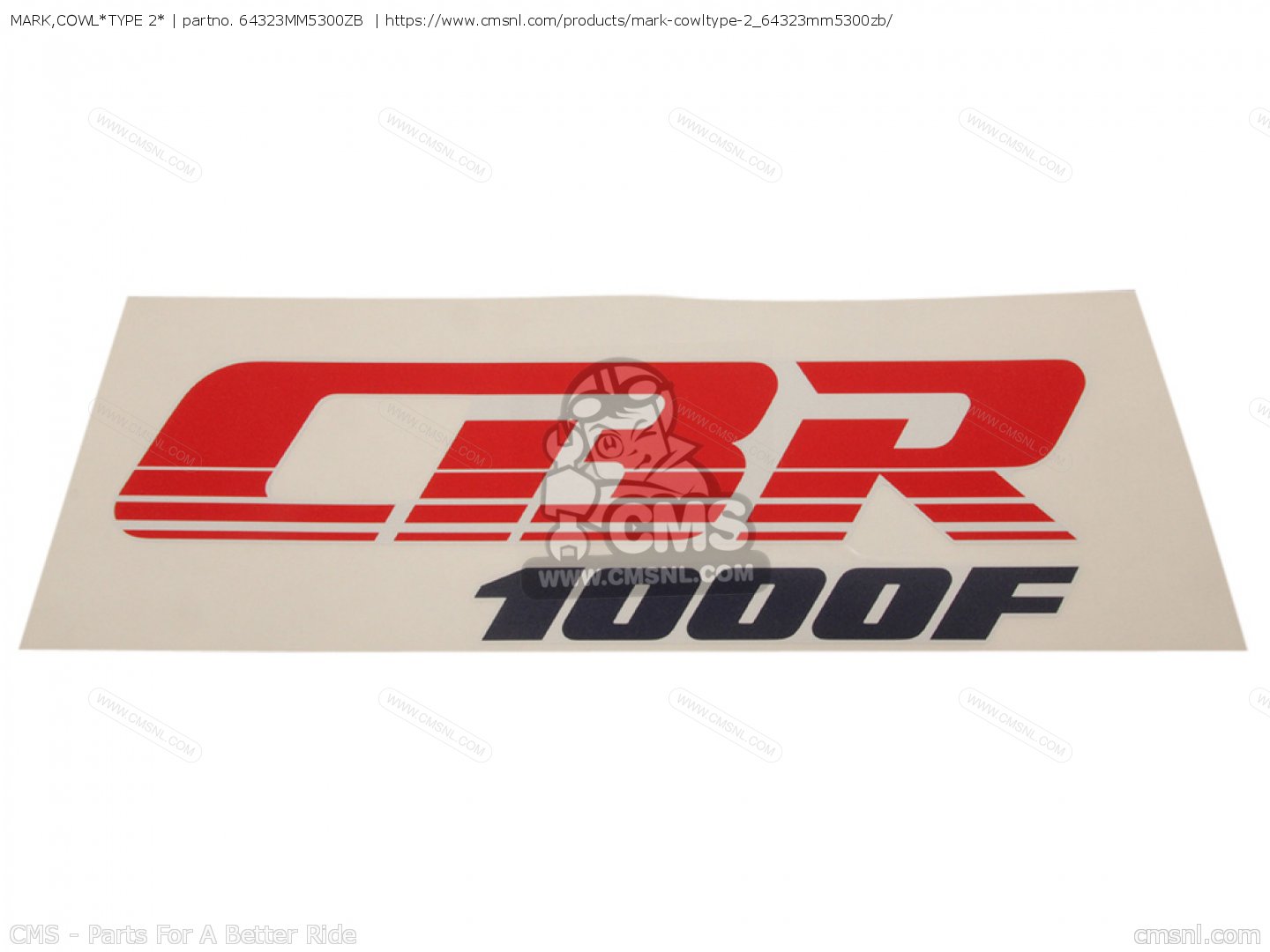 64323MM5300ZB: MARK,COWL*TYPE 2* Honda - buy the 64323-MM5-300ZB at CMSNL