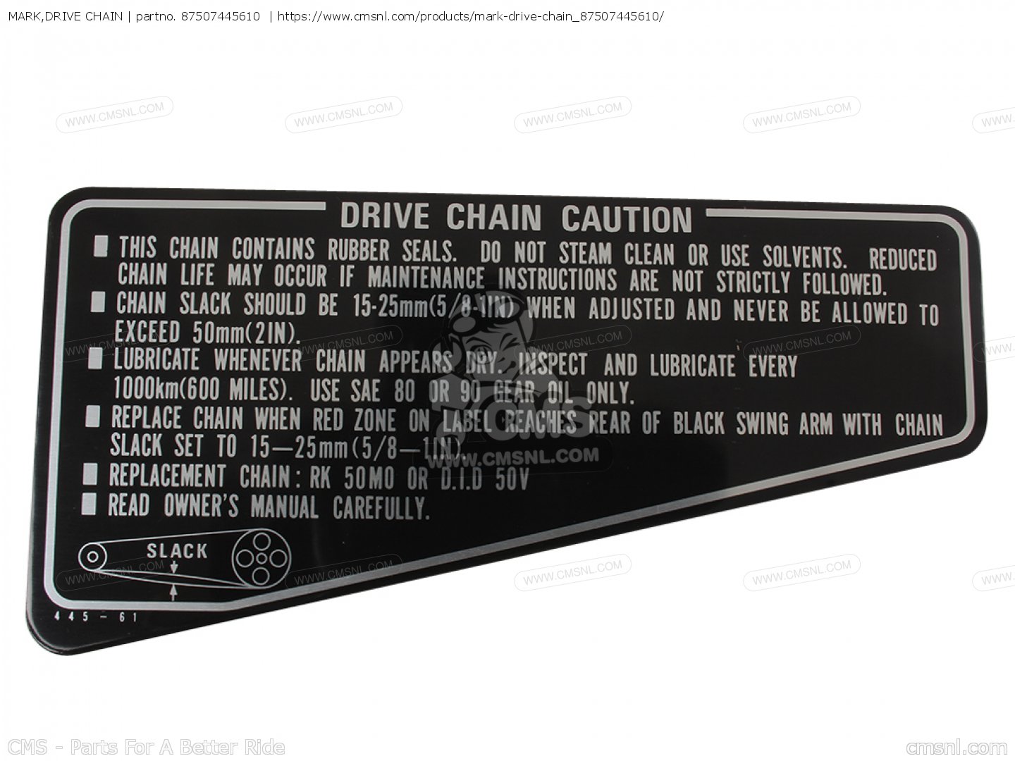 87507445610: MARK,DRIVE CHAIN Honda - buy the 87507-445-610 at CMSNL