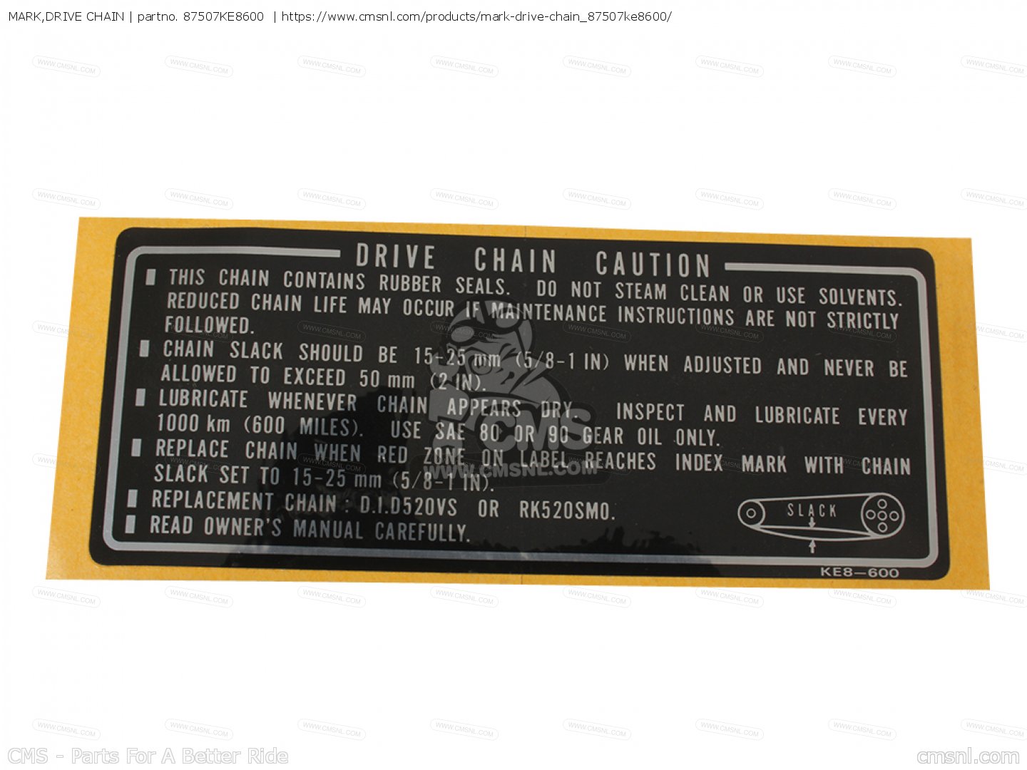 87507KE8600: Mark,drive Chain Honda - buy the 87507-KE8-600 at CMSNL