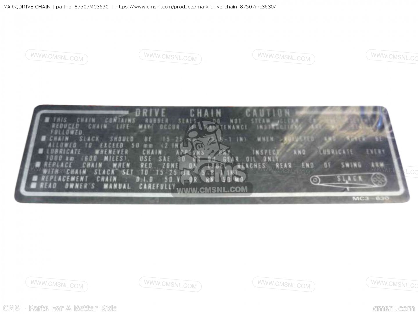 87507MC3630: MARK,DRIVE CHAIN Honda - buy the 87507-MC3-630 at CMSNL