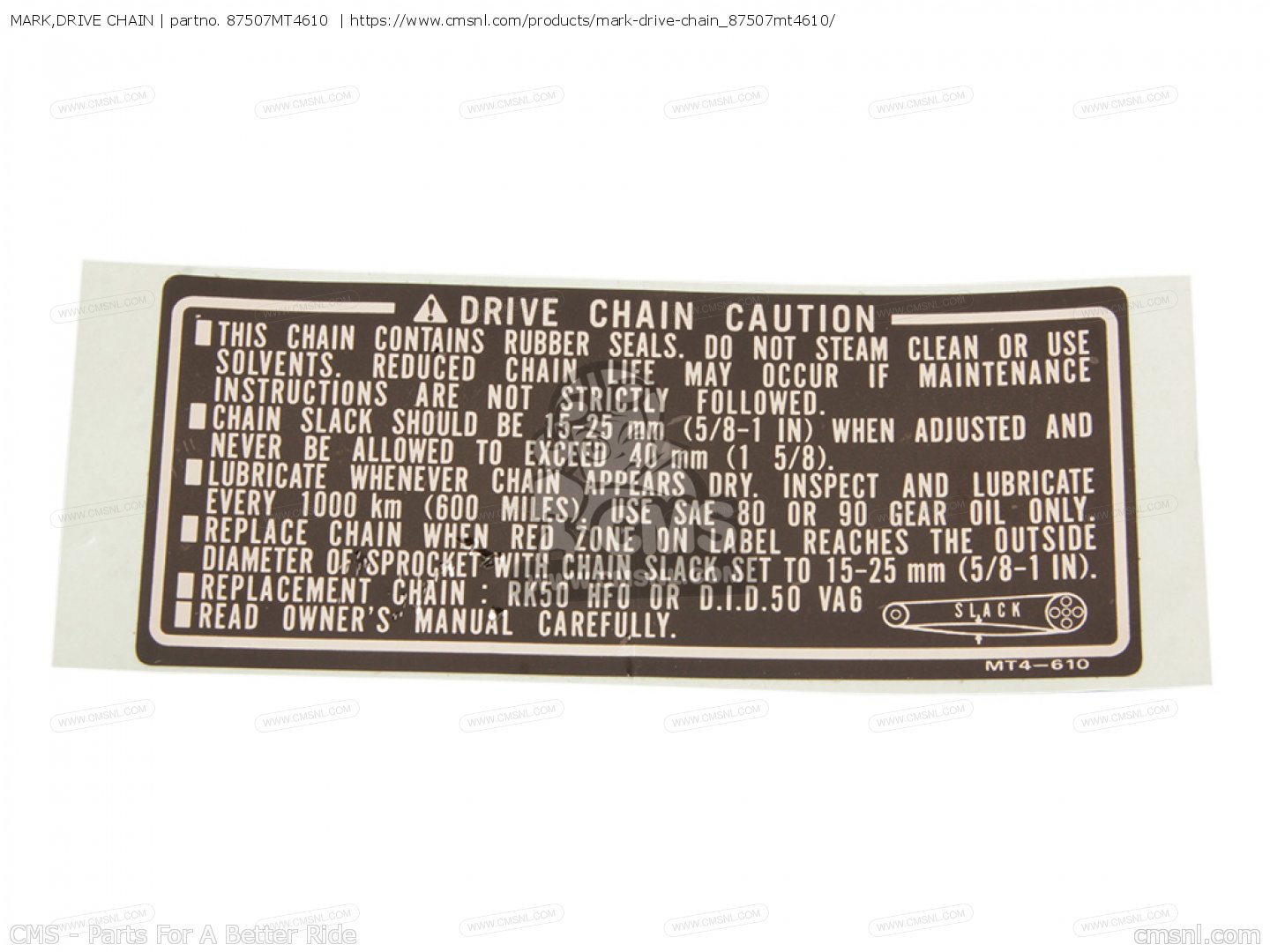 MARK,DRIVE CHAIN for Honda - order at CMSNL