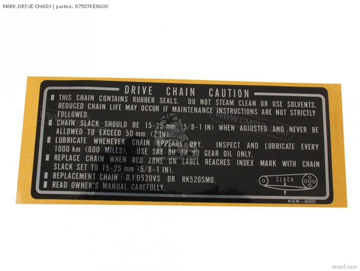 87507KE8600: Mark,drive Chain Honda - buy the 87507-KE8-600 at CMSNL