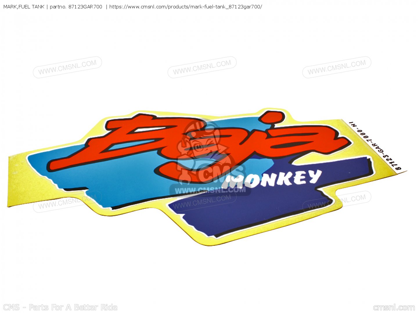 87123GAR700: MARK,FUEL TANK Honda - buy the 87123-GAR-700 at CMSNL