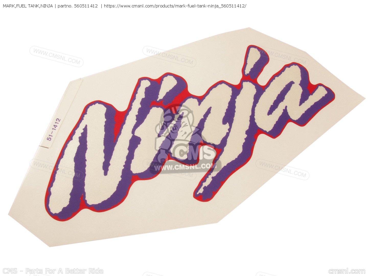 560511412: MARK,FUEL TANK,NINJA Kawasaki - buy the 560511412 at CMSNL