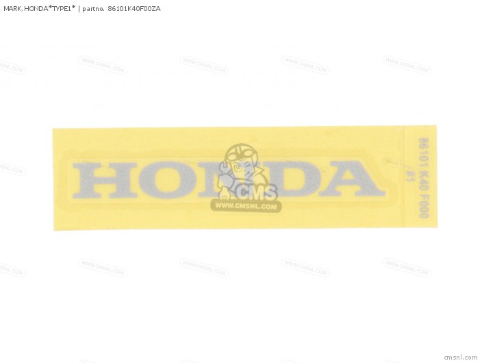 86101K40F00ZA: Mark,honda*type1* Honda - buy the 86101-K40-F00ZA at CMSNL