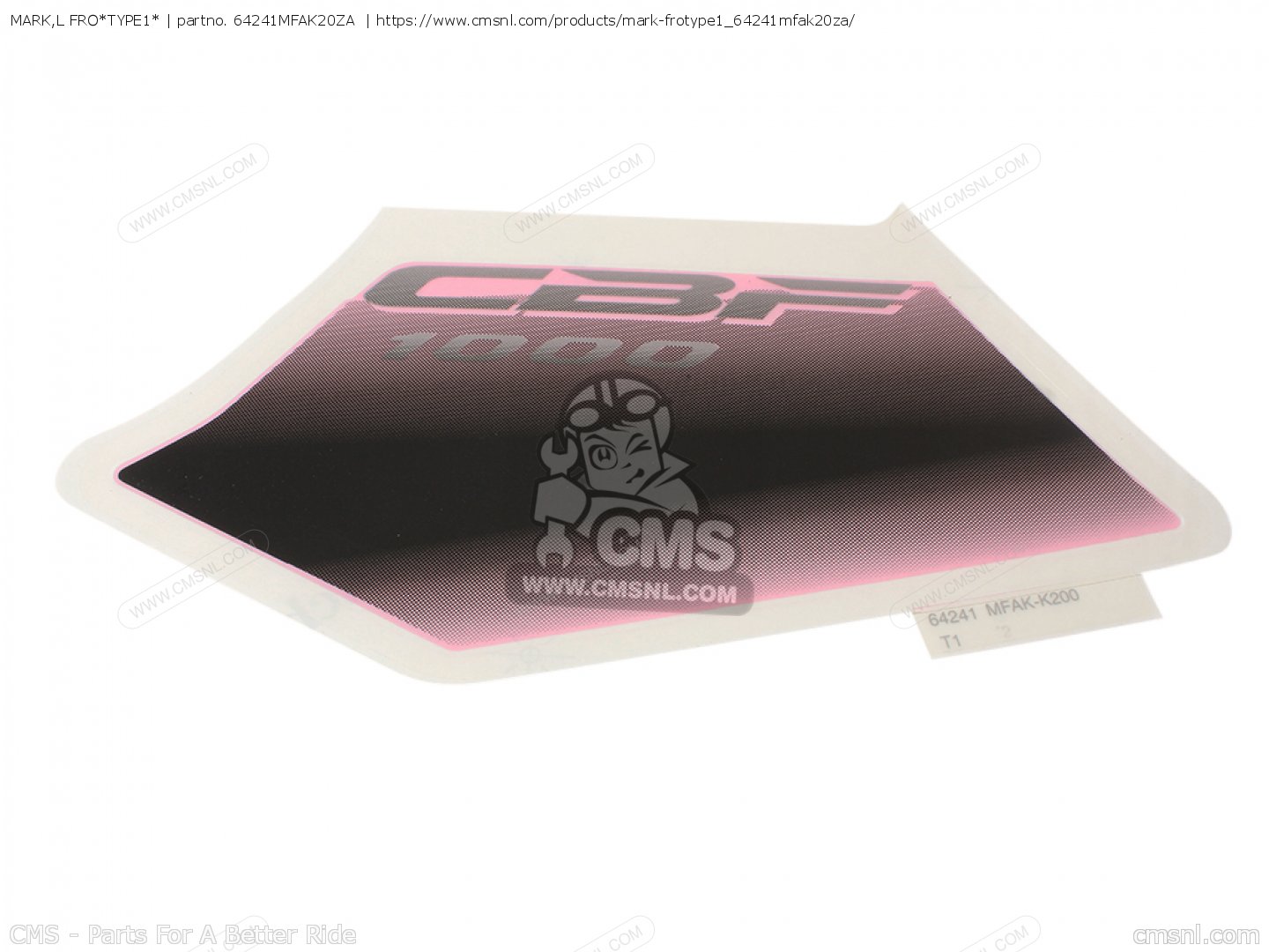 64241MFAK20ZA: MARK,L FRO*TYPE1* Honda - buy the 64241-MFA-K20ZA at CMSNL