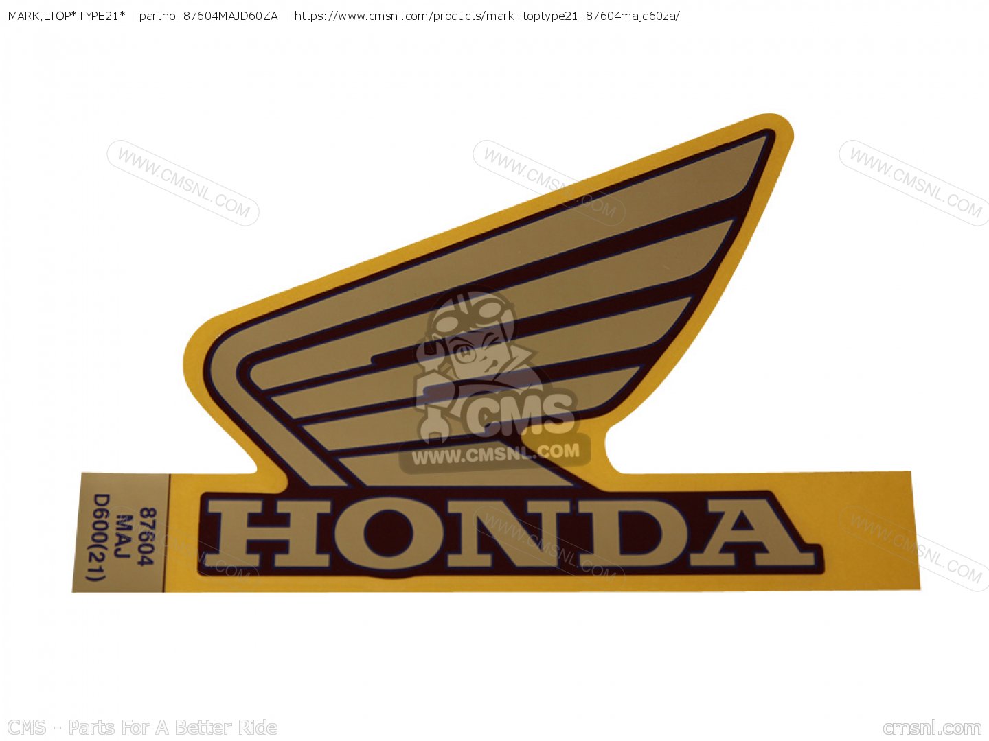 87604MAJD60ZA: MARK,LTOP*TYPE21* Honda - buy the 87604-MAJ-D60ZA at CMSNL