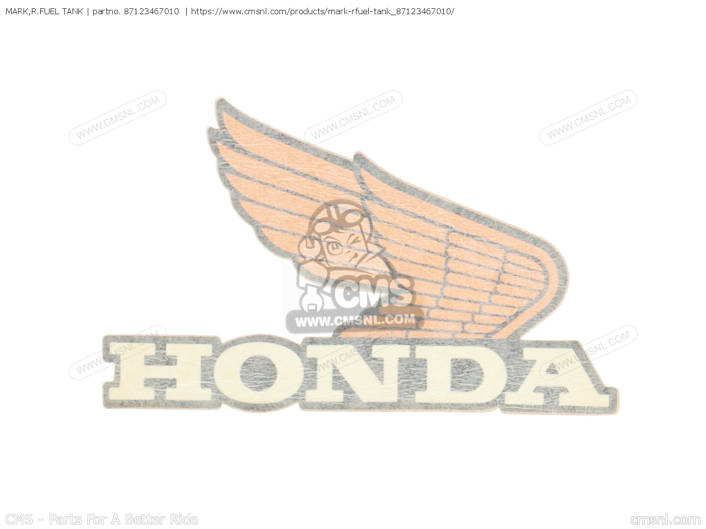 87123467010: MARK,R.FUEL TANK Honda - buy the 87123-467-010 at CMSNL