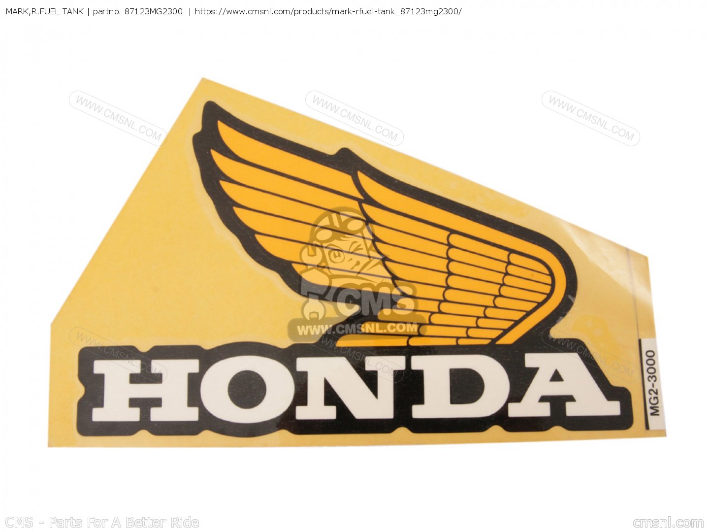 87123MG2300: Mark,r.fuel Tank Honda - buy the 87123-MG2-300 at CMSNL