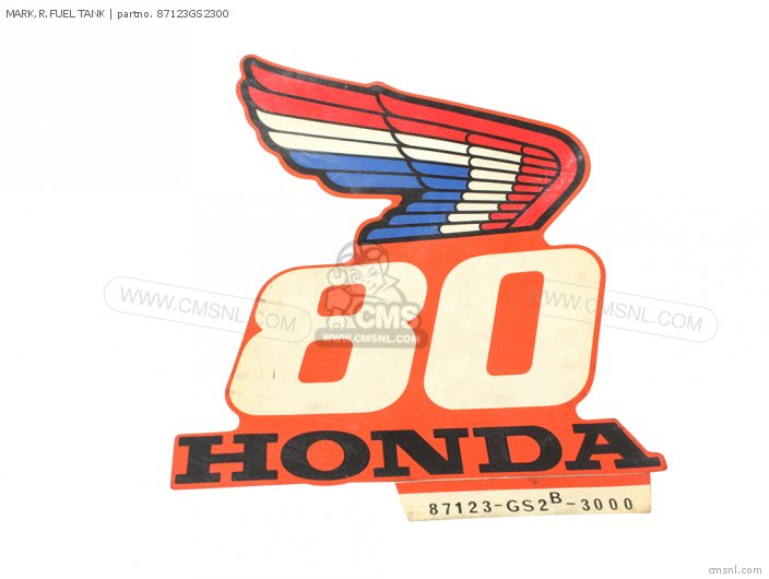 87123GS2300: Mark,r.fuel Tank Honda - buy the 87123-GS2-300 at CMSNL