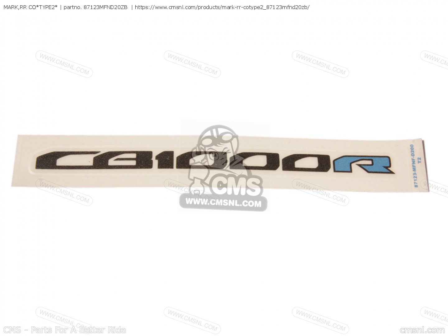 87123MFND20ZA: MARK,RR CO*TYPE2* (B Honda - buy the 87123-MFN-D20ZA at ...