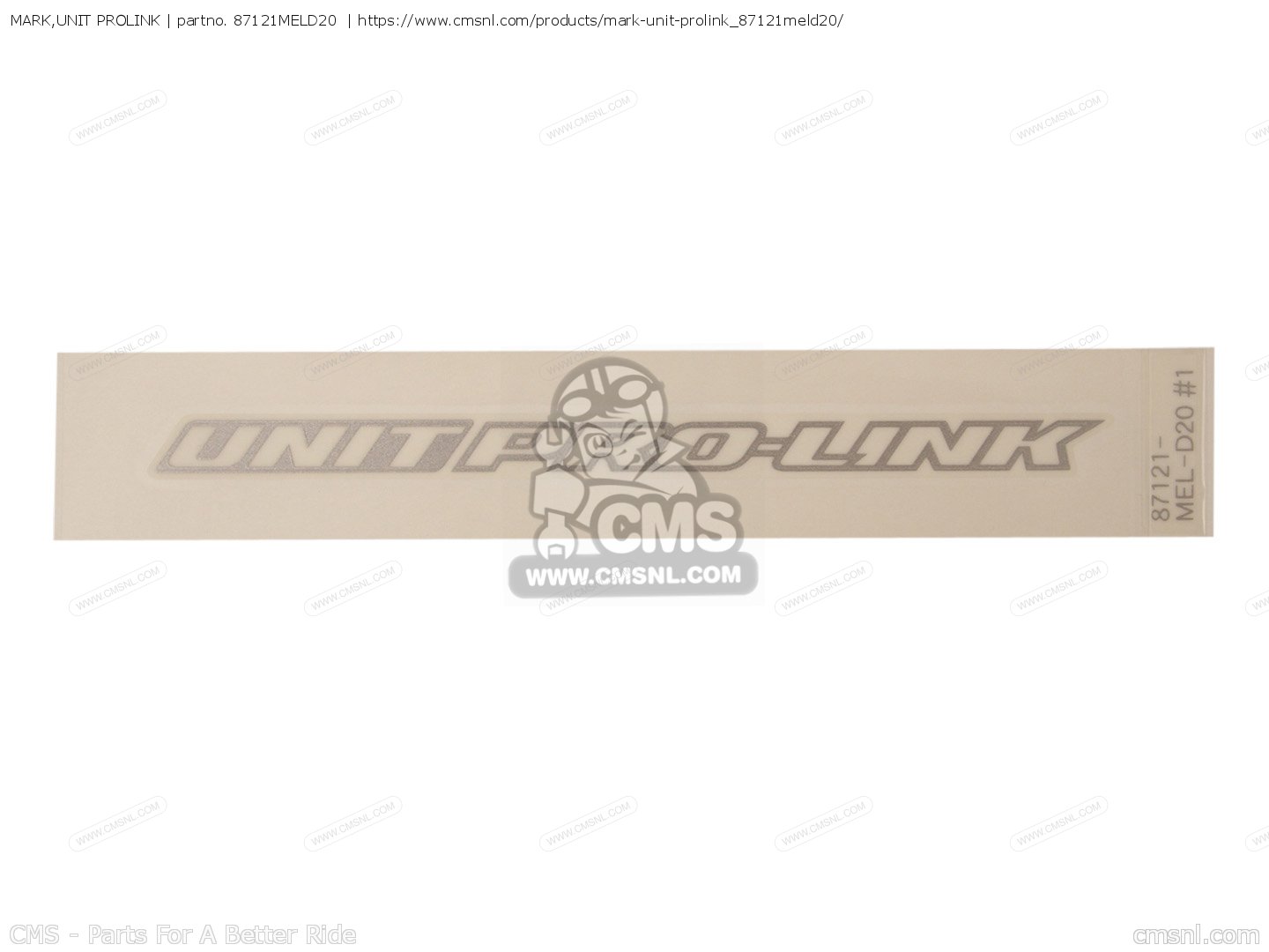 87121MELD20: MARK,UNIT PROLINK Honda - buy the 87121-MEL-D20 at CMSNL