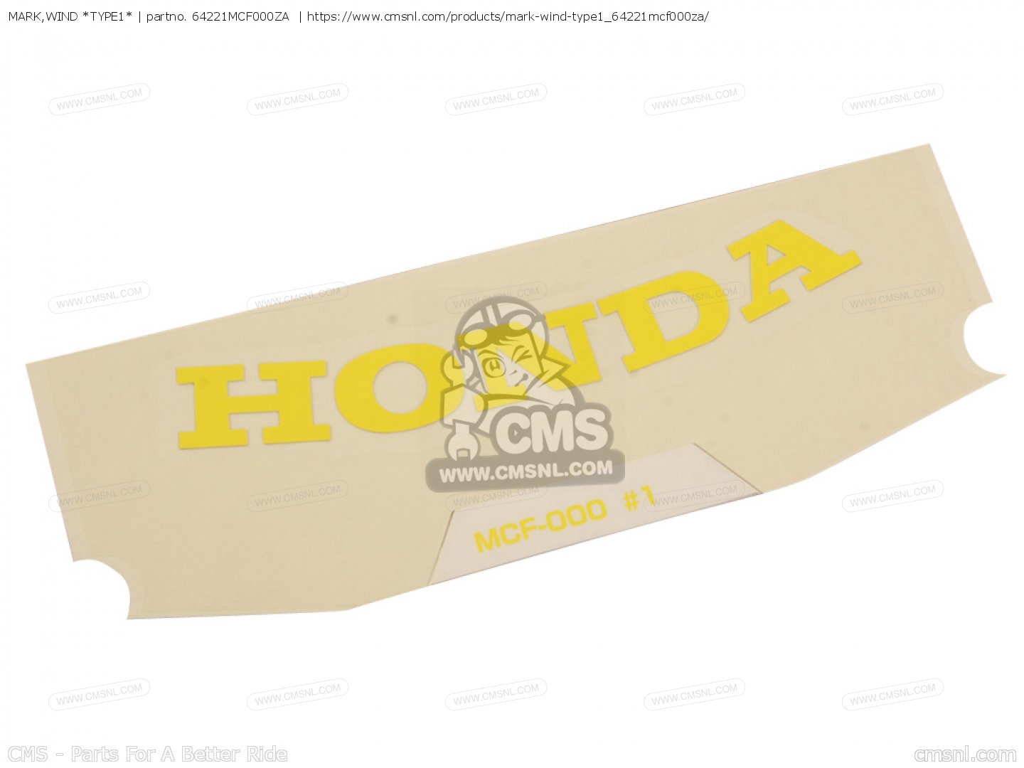 64221MCF000ZA: MARK,WIND *TYPE1* Honda - buy the 64221-MCF-000ZA at CMSNL