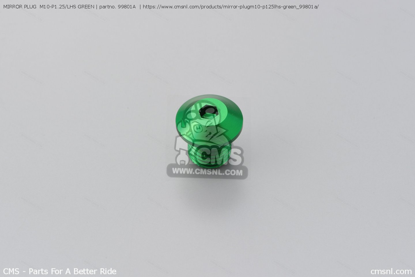99801A: Mirror Plug M10-p1.25/lhs Green Daytona - buy the 99801 at CMSNL