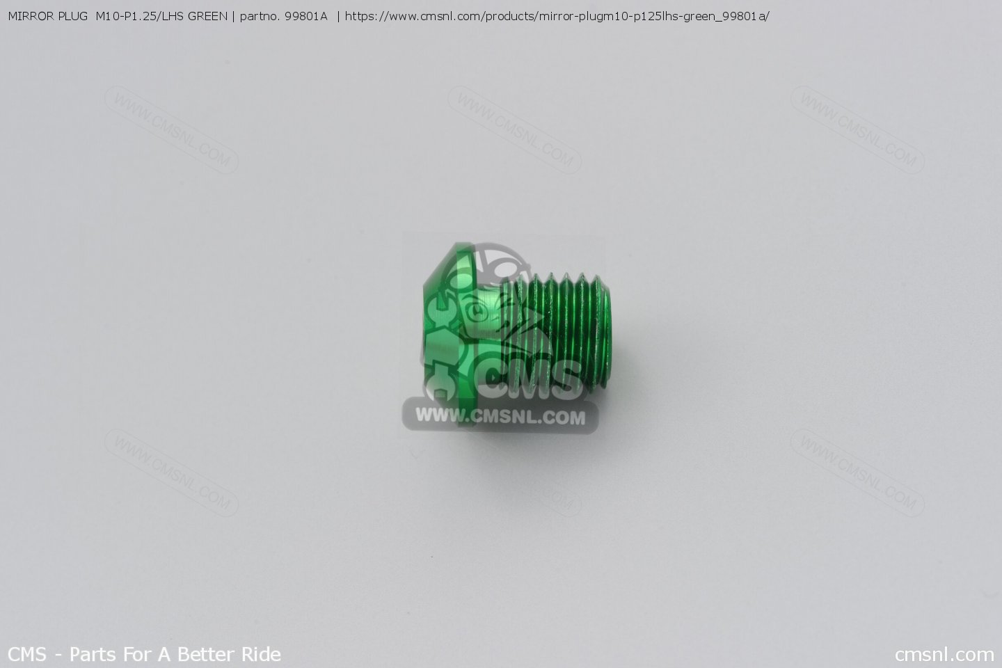 99801A: Mirror Plug M10-p1.25/lhs Green Daytona - buy the 99801 at CMSNL