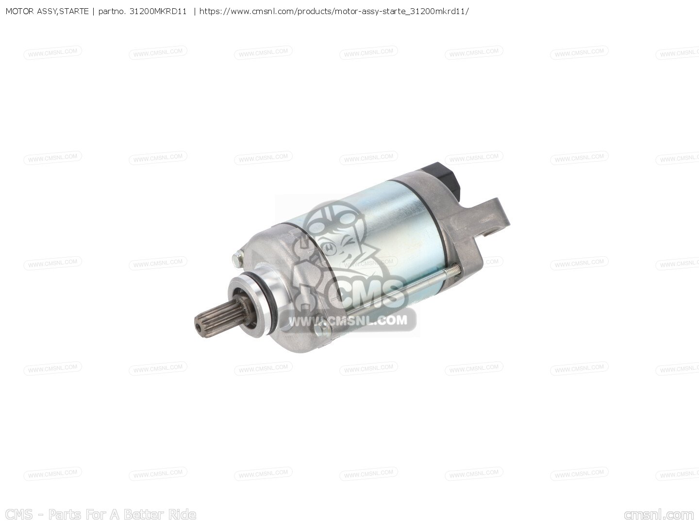 31200MKRD11: MOTOR ASSY,STARTE Honda - buy the 31200-MKR-D11 at CMSNL