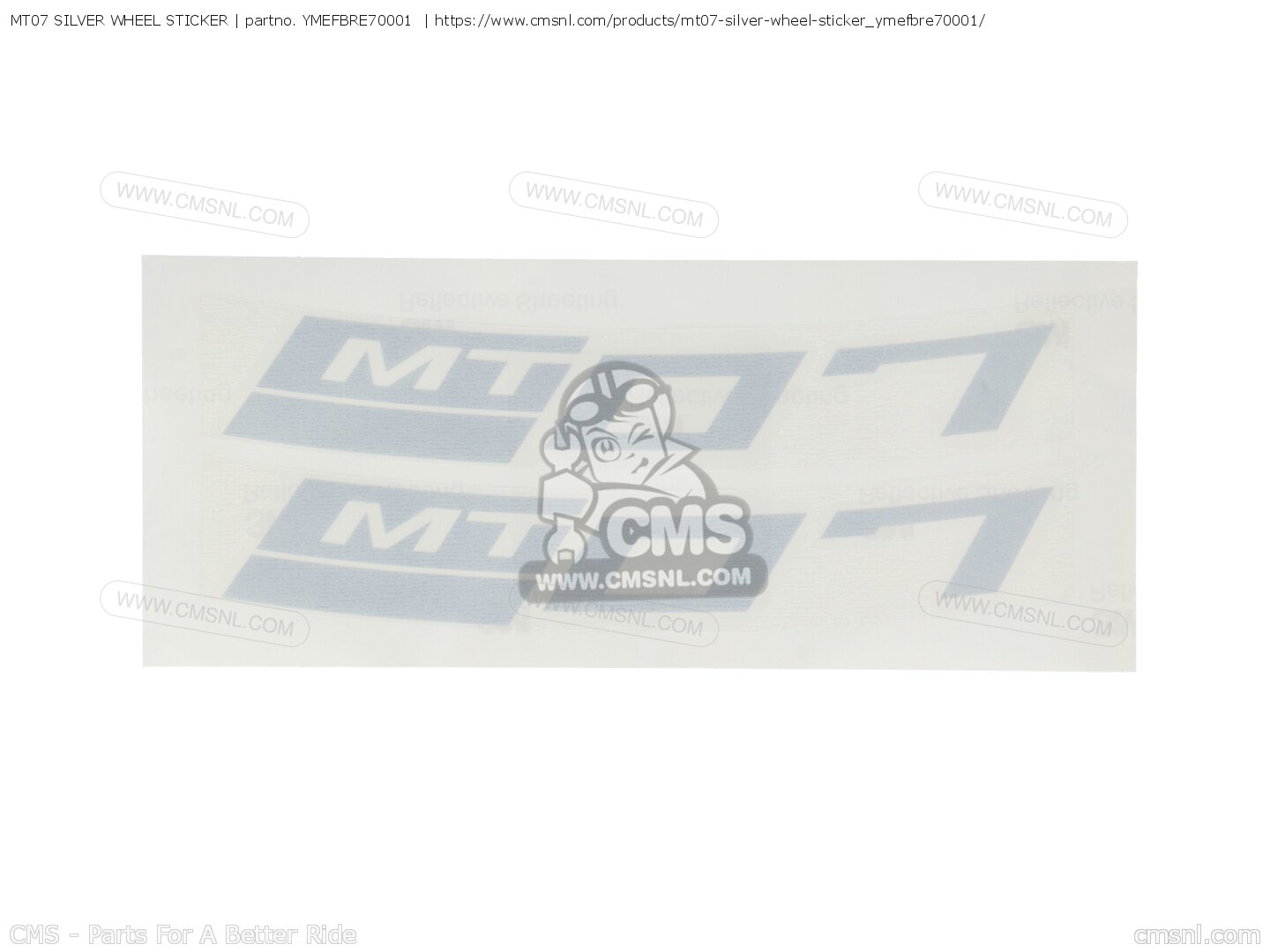 YMEFBRE70001: MT07 SILVER WHEEL STICKER Yamaha - buy the YME-FBRE7-00 ...