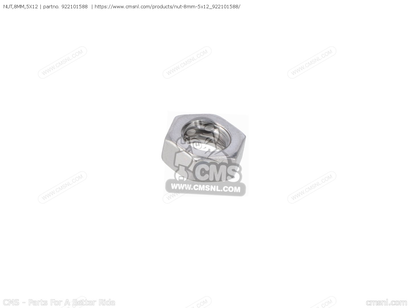 922101588: Nut,8mm,5x12 Kawasaki - buy the 92210-1588 at CMSNL