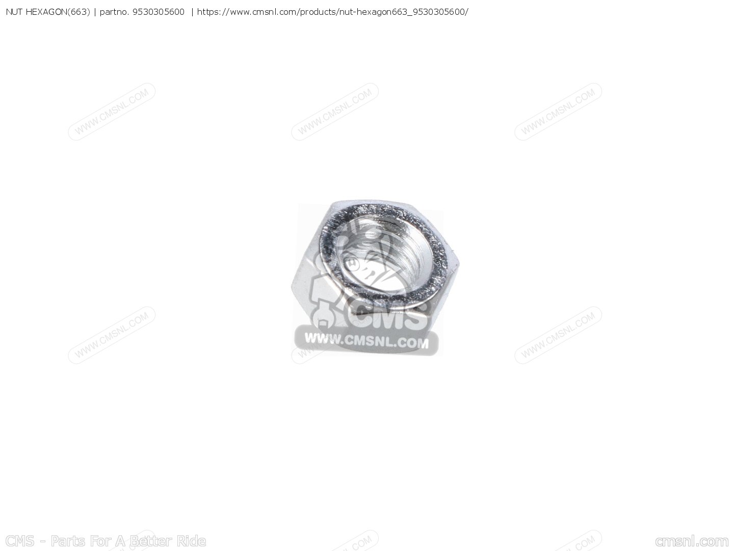 9530305600: NUT HEXAGON(663) Yamaha - buy the 95303-05600-00 at CMSNL