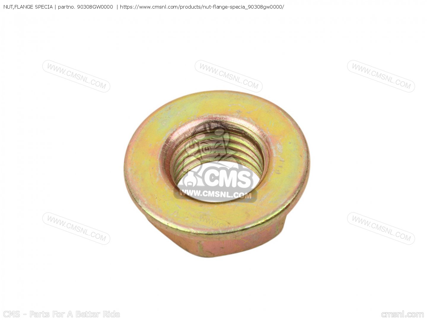 90308GW0000: NUT,FLANGE SPECIA Honda - buy the 90308-GW0-000 at CMSNL