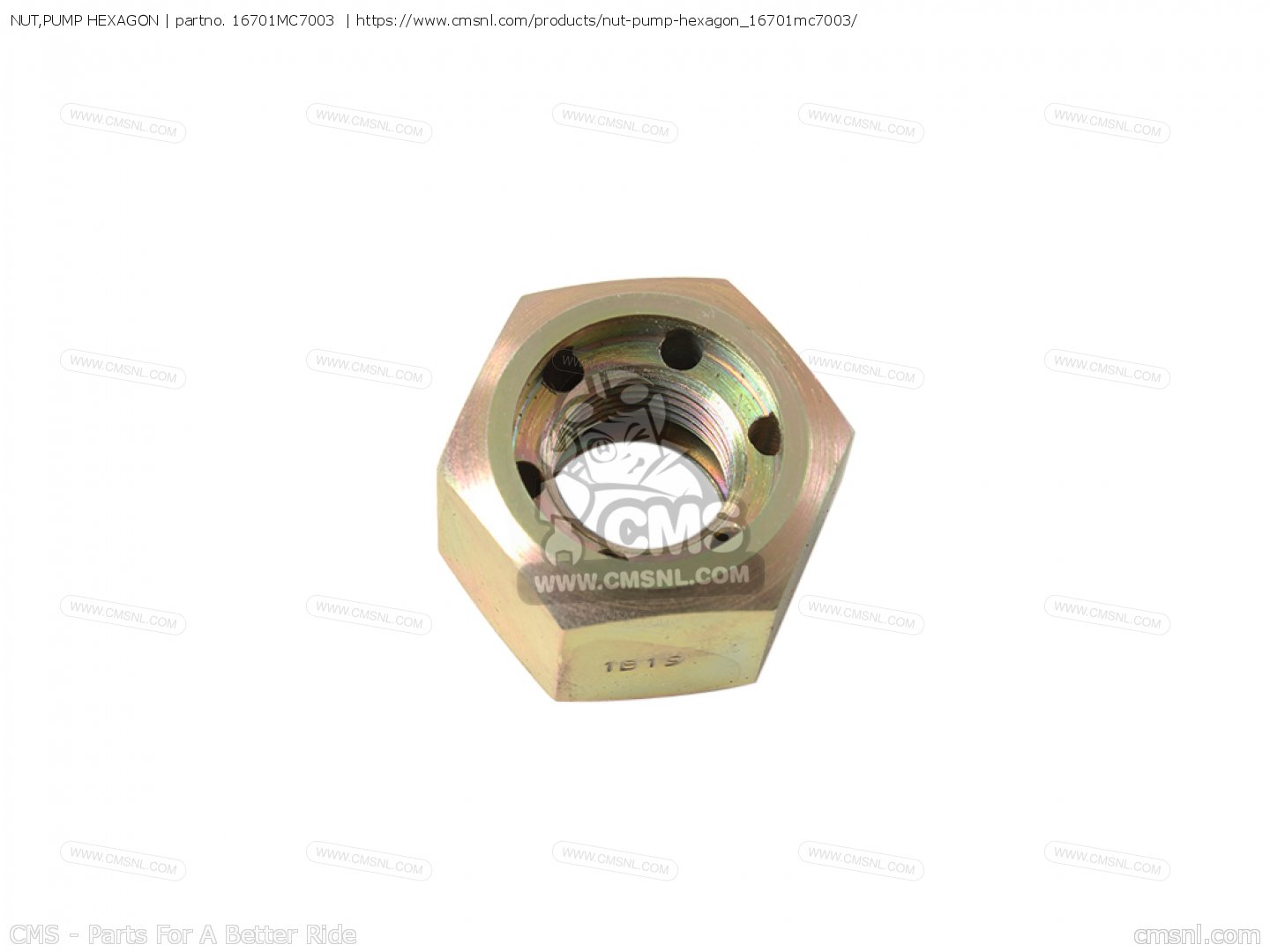 16701MC7003: NUT,PUMP HEXAGON Honda - buy the 16701-MC7-003 at CMSNL