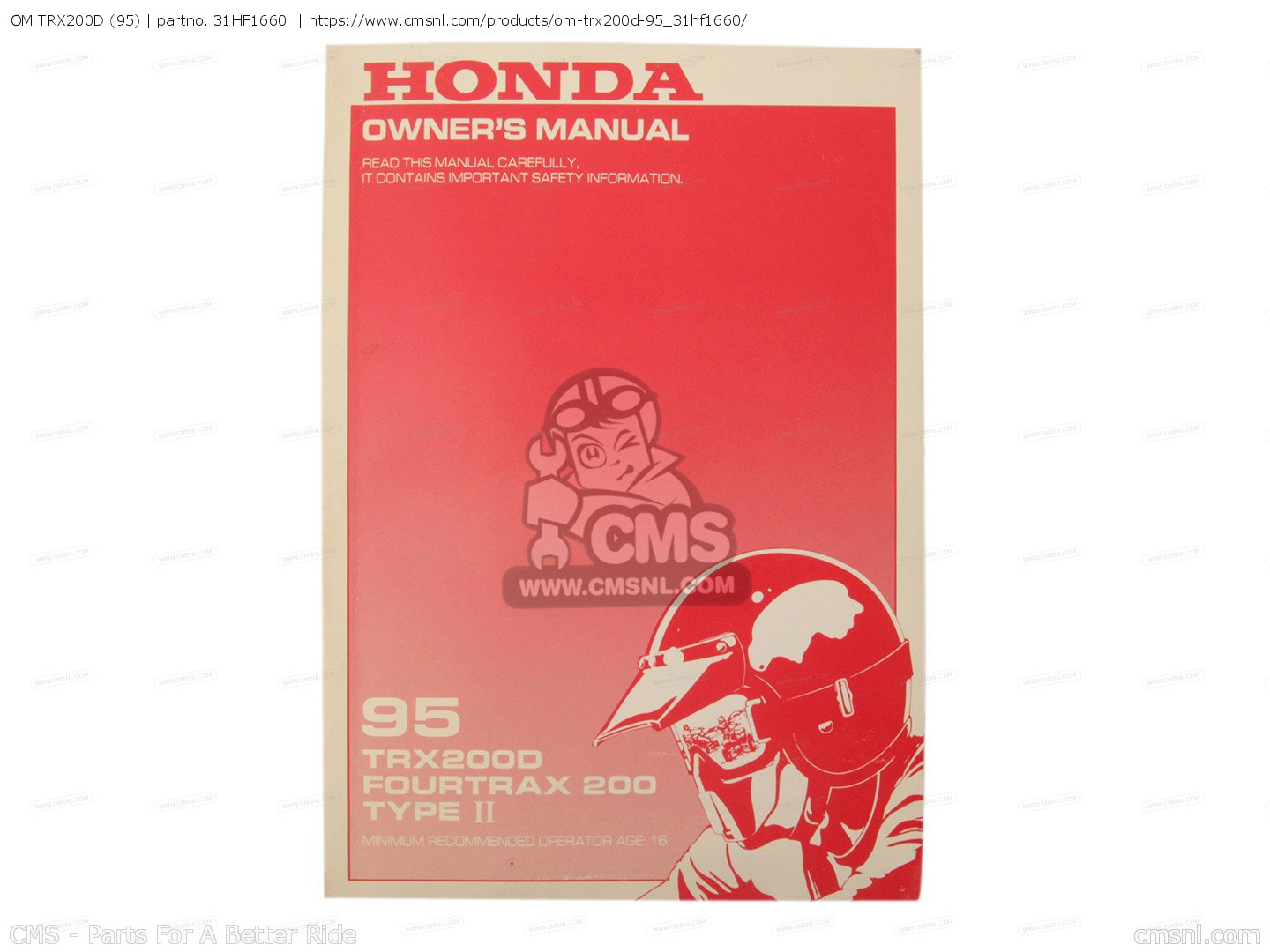 31HF1660: Om Trx200d (95) Honda - buy the 31HF1660 at CMSNL