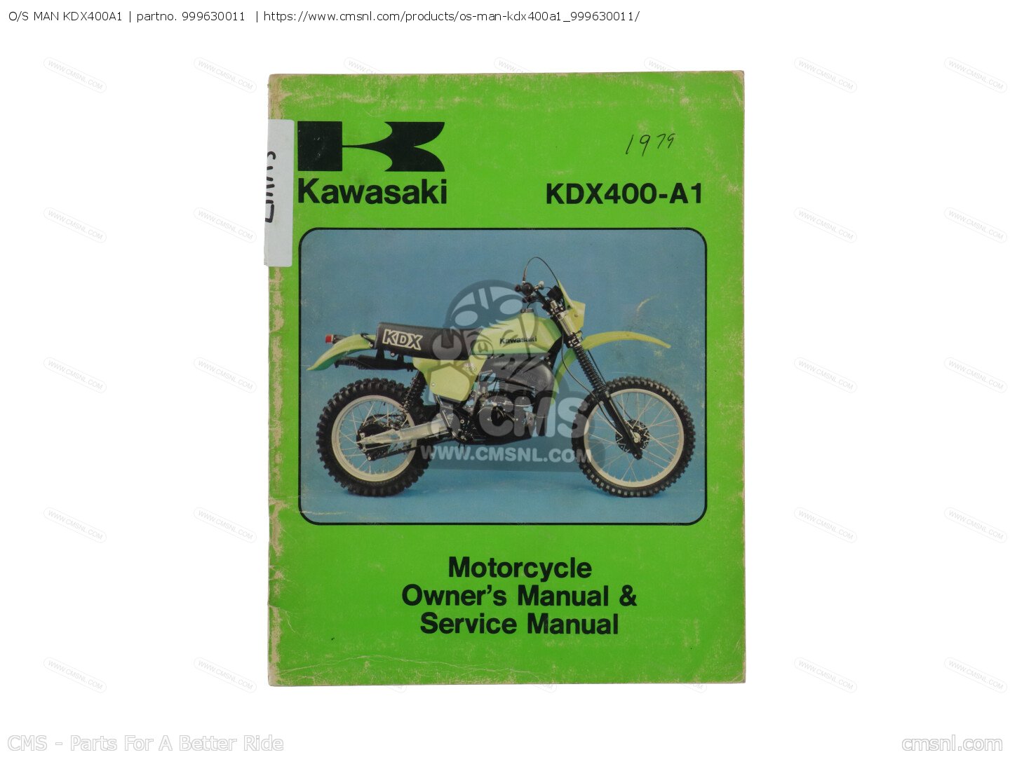 999630011: O/S MAN KDX400A1 Kawasaki - buy the 99963-0011 at CMSNL