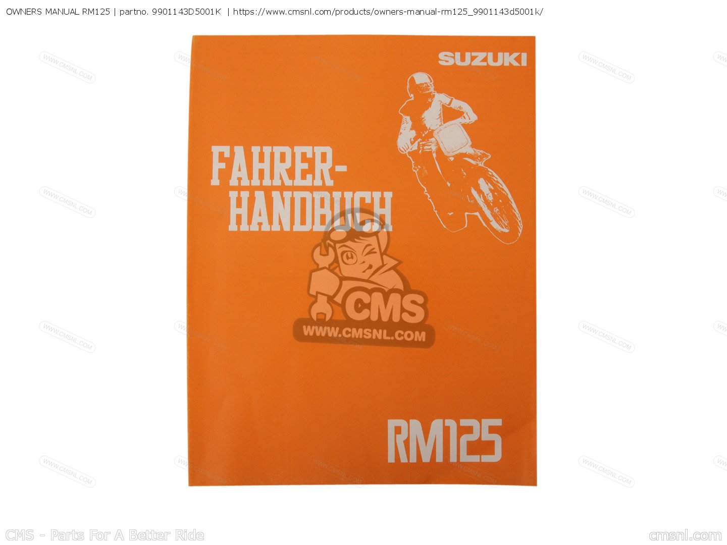 9901143D5001K: OWNERS MANUAL RM125 Suzuki - buy the 99011-43D50-01K at ...