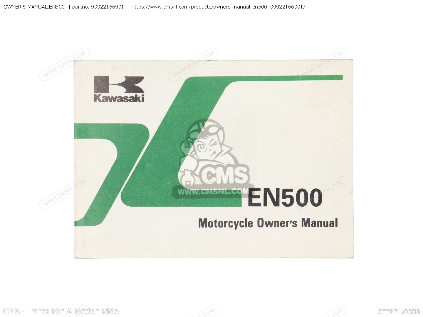 99922166901: OWNER'S MANUAL,EN500- Kawasaki - buy the 99922-1669-01 at ...