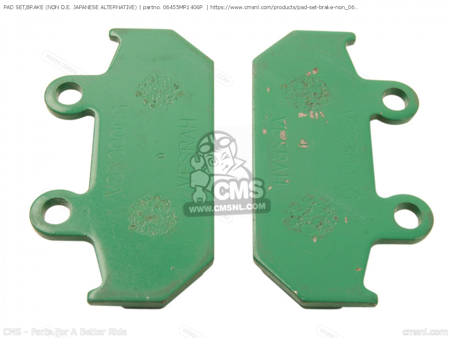 06455MR1406P: PAD SET,BRAKE (NAS) Honda - buy the 06455-MR1-406P at CMSNL