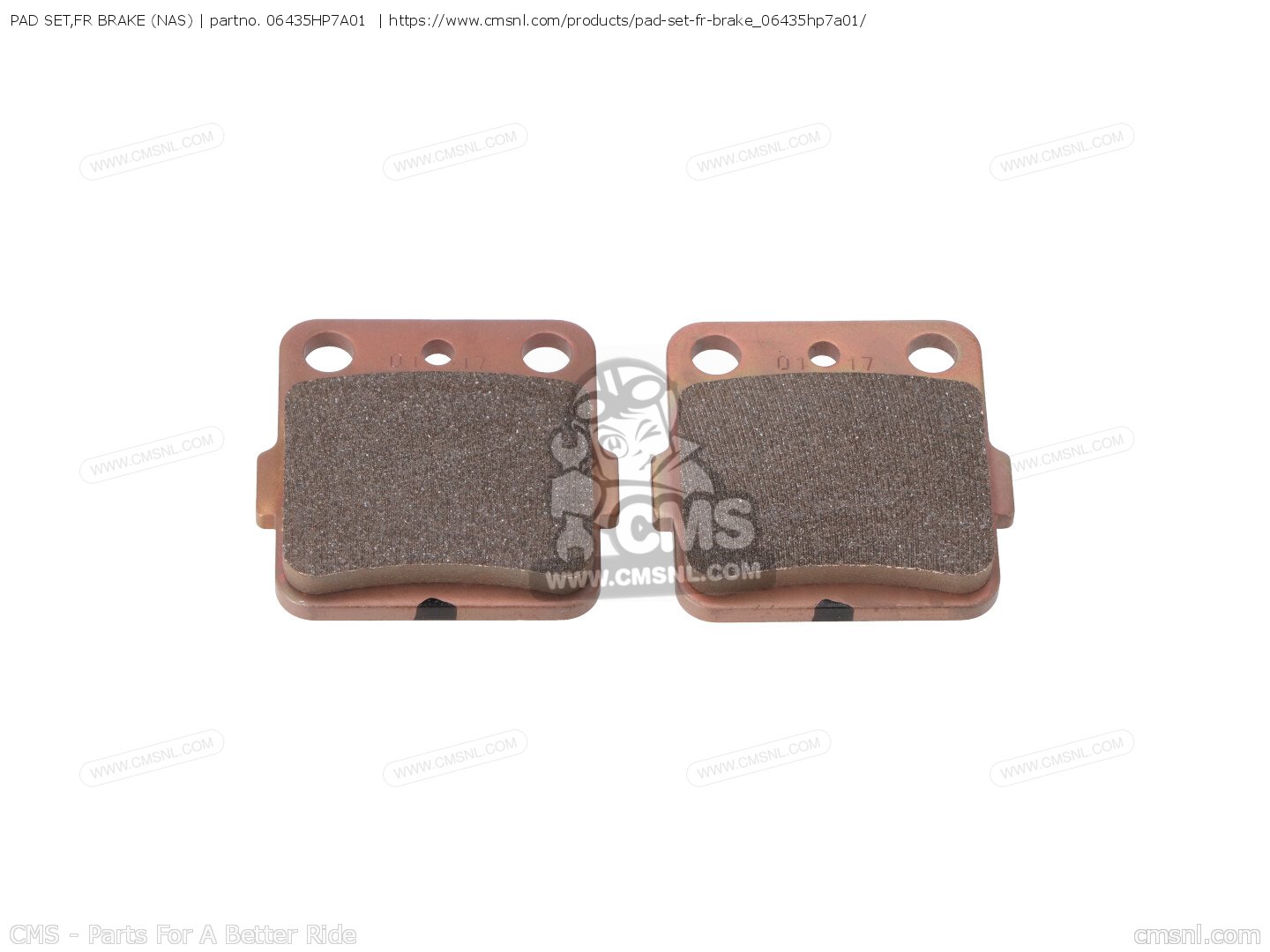 06435HP7A01: PAD SET,FR BRAKE (NAS) Honda - buy the 06435-HP7-A01 at CMSNL
