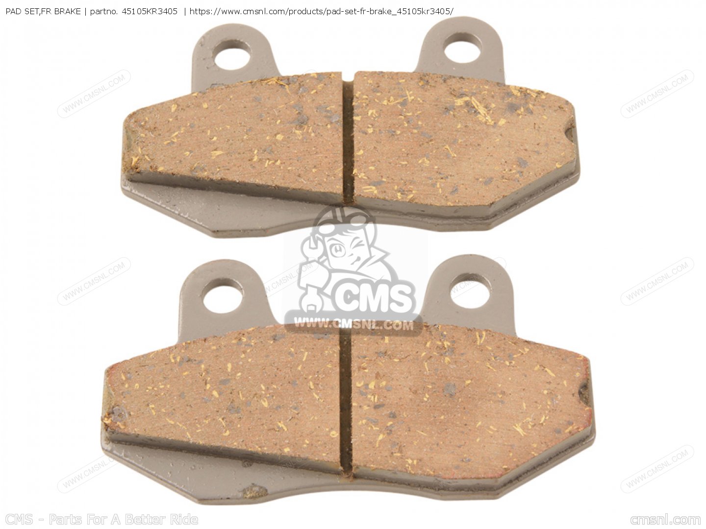 45105KR3405: Pad Set,fr Brake (nas) Honda - buy the 45105-KR3-405 at CMSNL