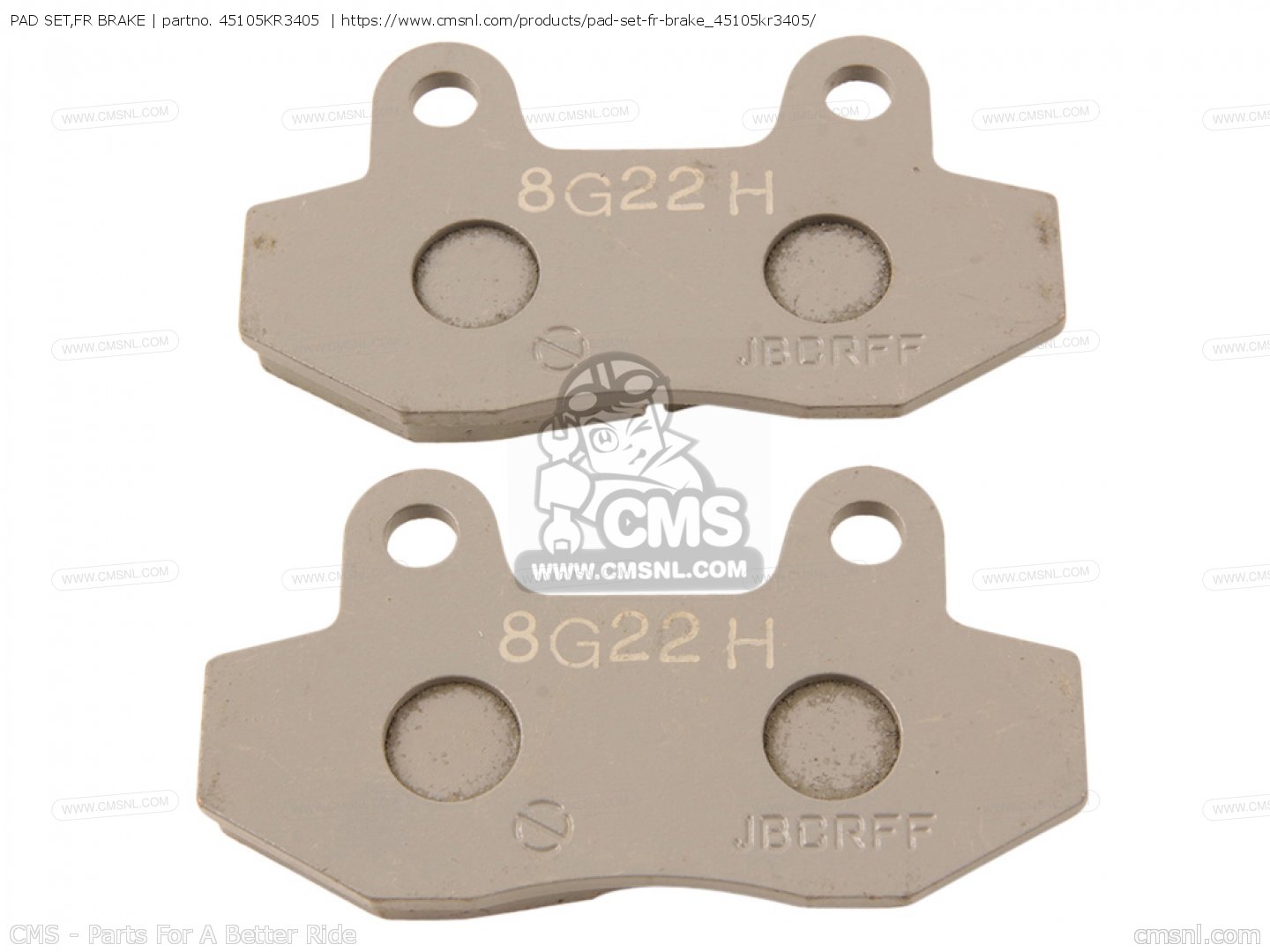 45105KR3405: Pad Set,fr Brake (nas) Honda - buy the 45105-KR3-405 at CMSNL