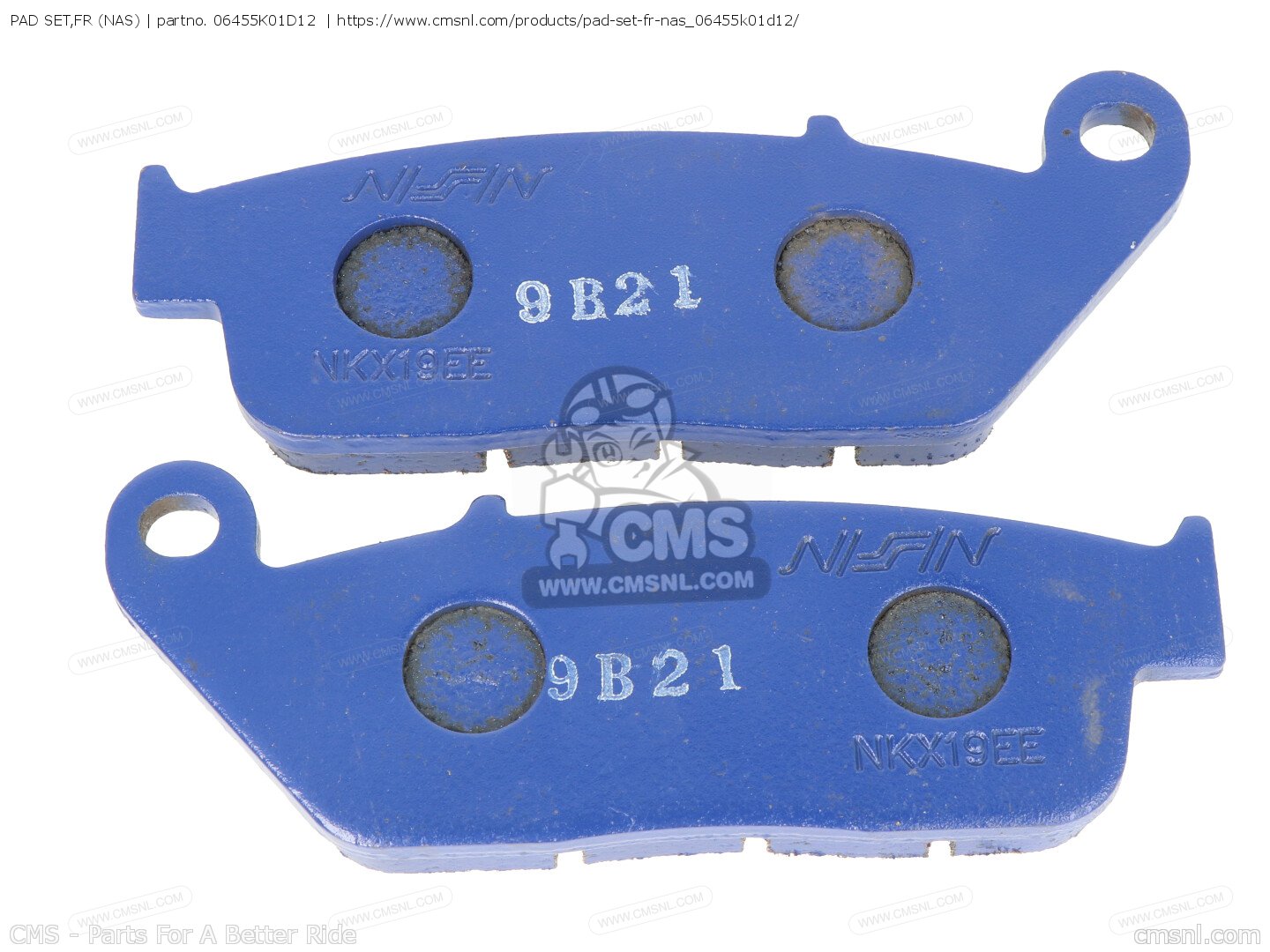 06455K01D12: Pad Set,fr (nas) Honda - buy the 06455-K01-D12 at CMSNL