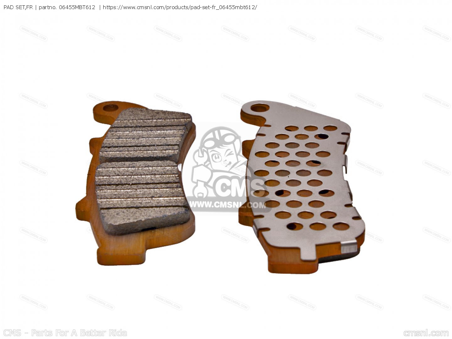 06455MBT612: PAD SET,FR (NAS) Honda - buy the 06455-MBT-612 at CMSNL