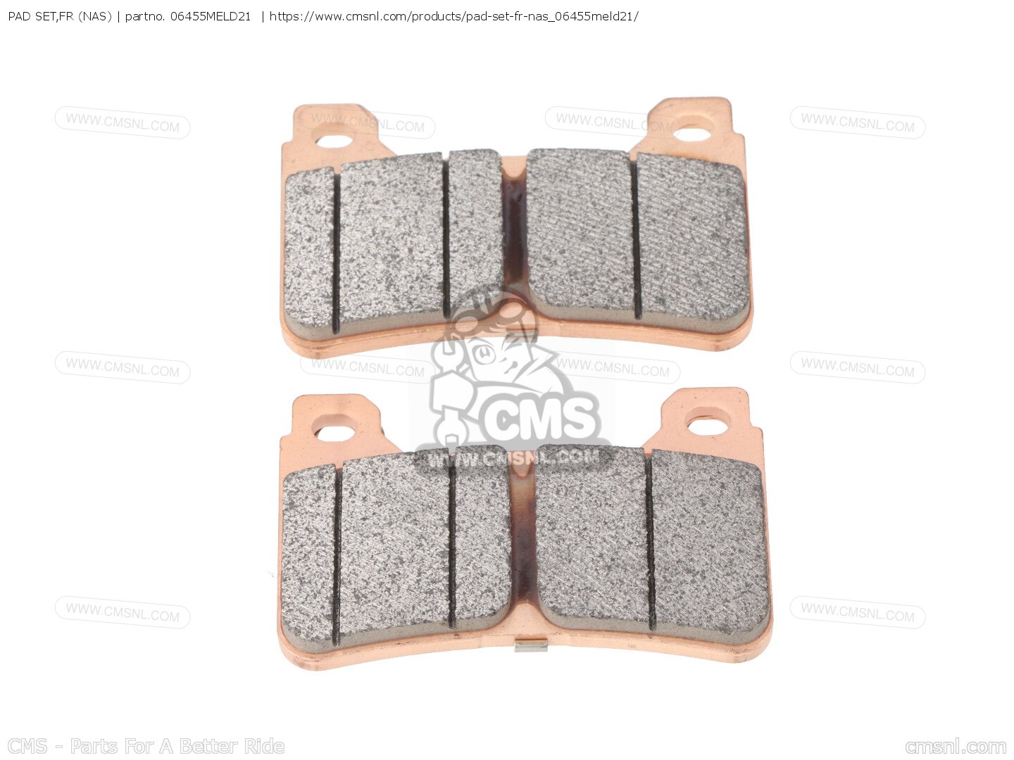 06455MELD21: PAD SET,FR (NAS) Honda - buy the 06455-MEL-D21 at CMSNL